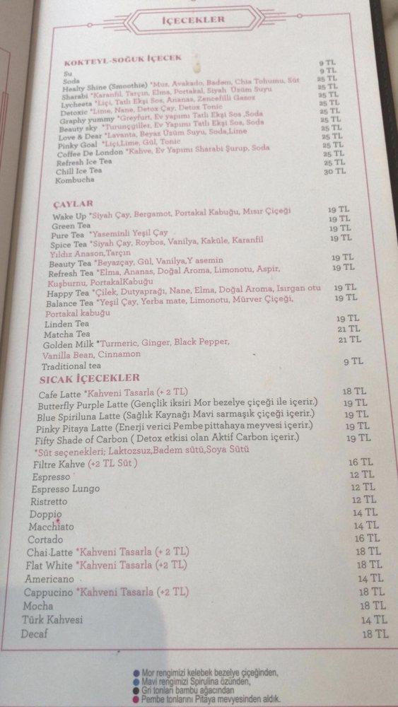 Carta de Emilia Cafe, Estambul, Mücahit Sk. no:402/B
