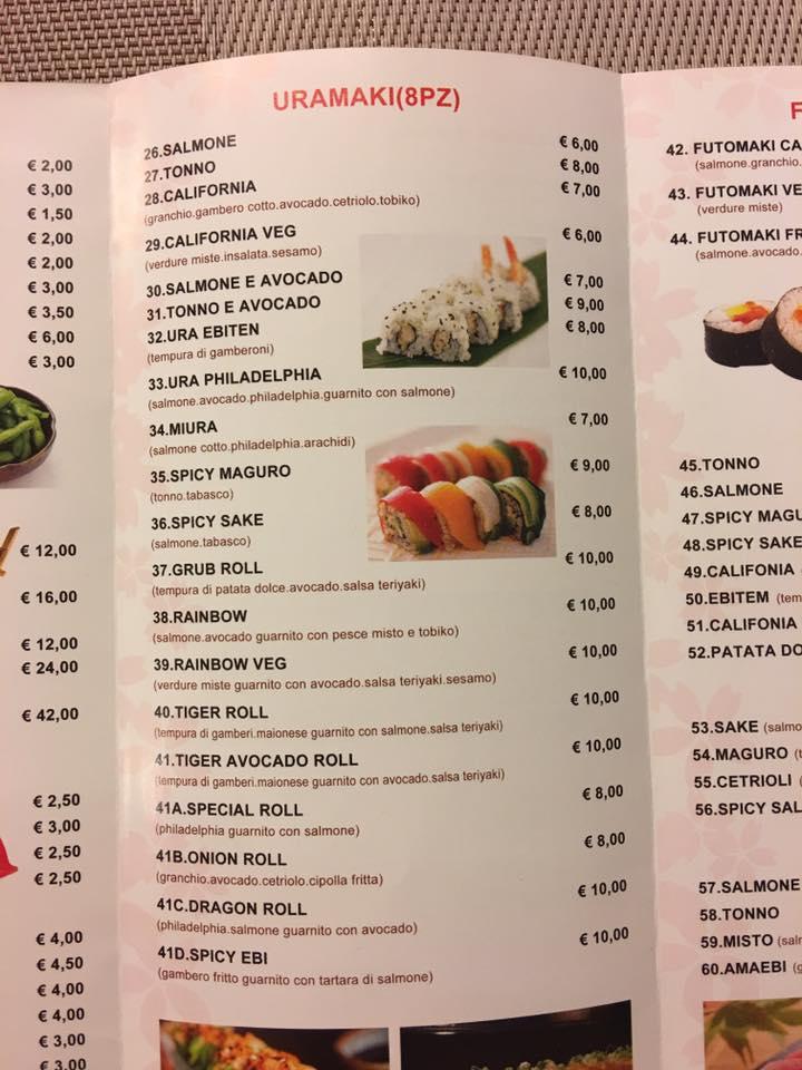 Menu at Asian Mix restaurant, Bergamo