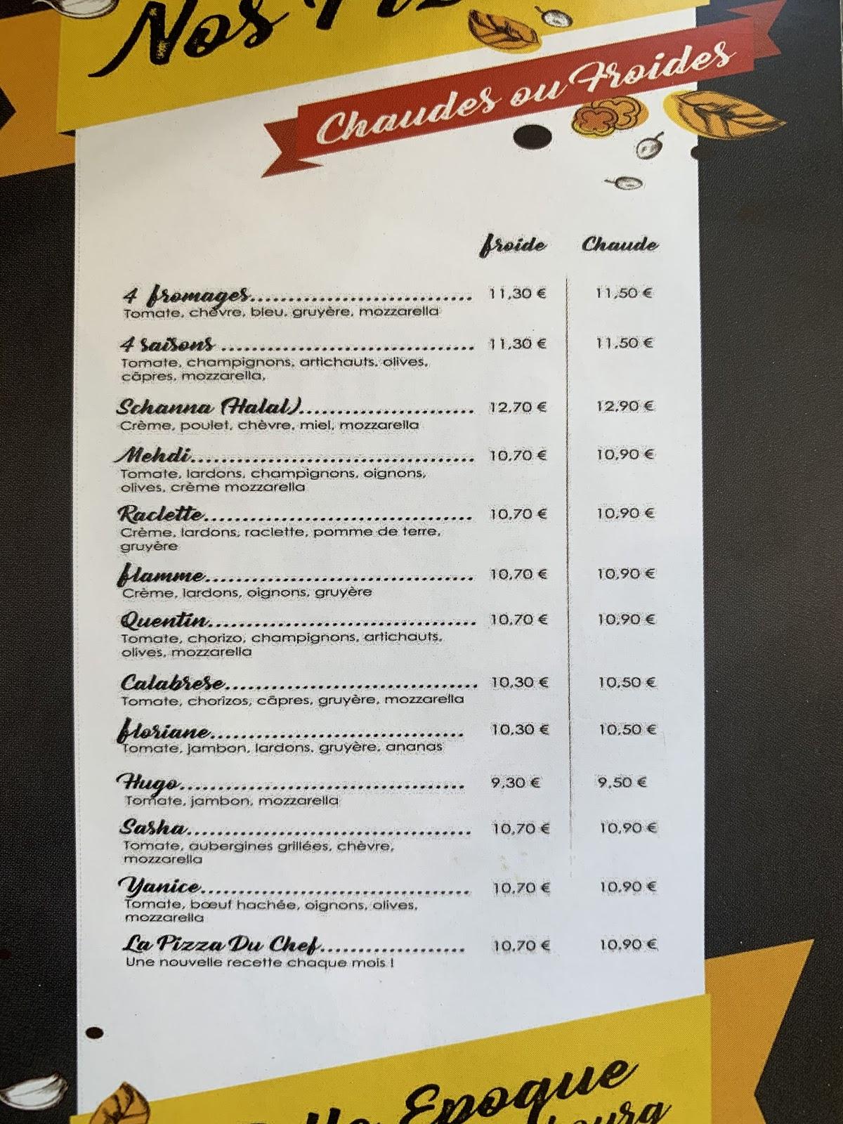 Menu at La pizzaïola restaurant, Metz, 311 Av. de Strasbourg