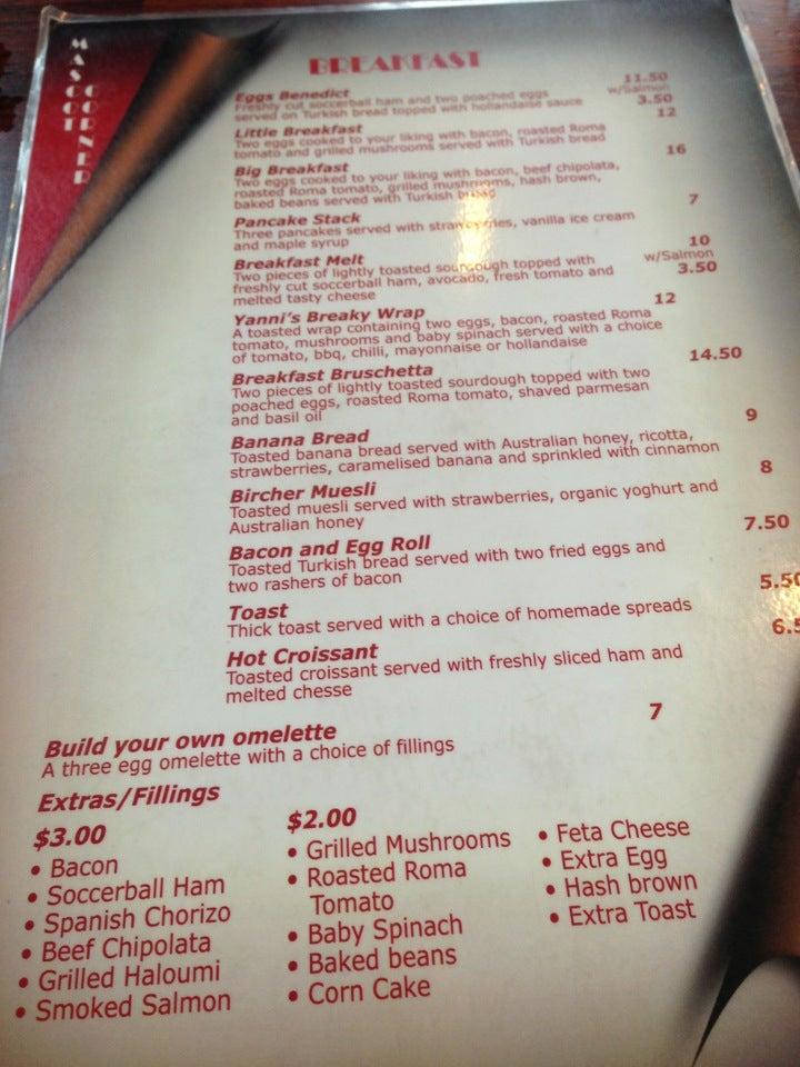 Menu at Mascot Corner Cafe Bar, Mascot