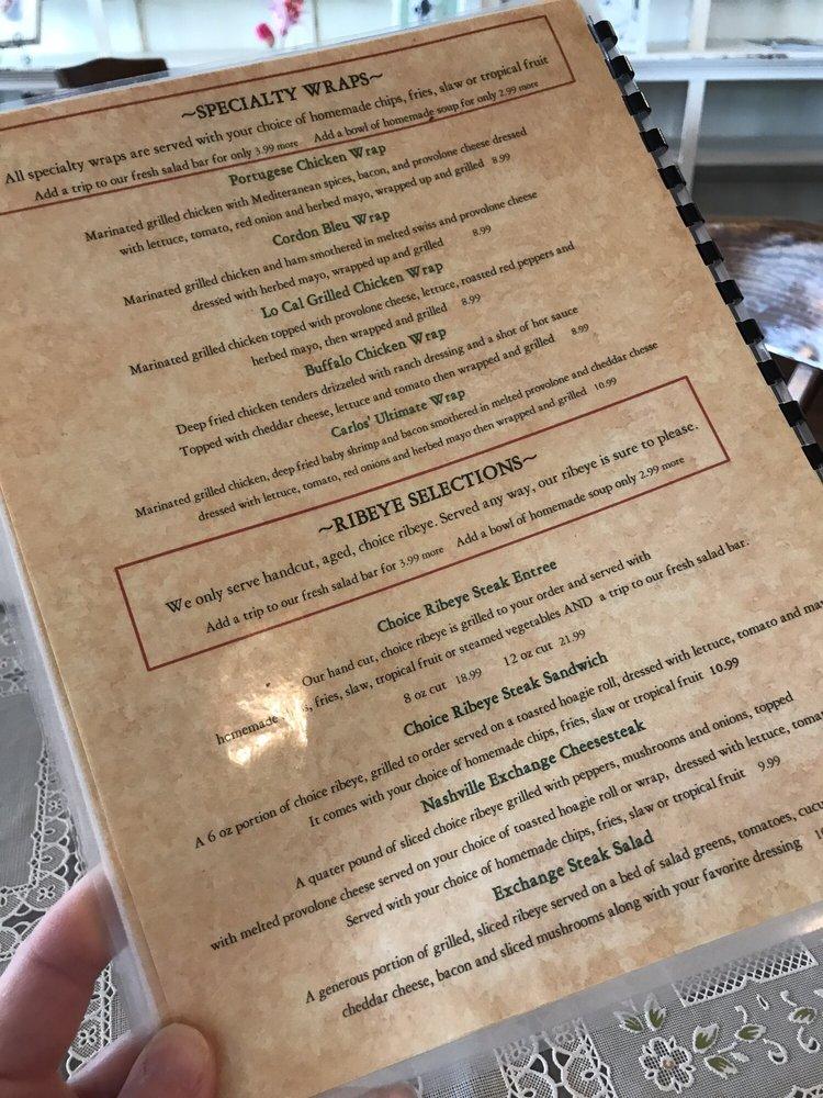 Menu at Nashville Exchange steakhouse, Nashville