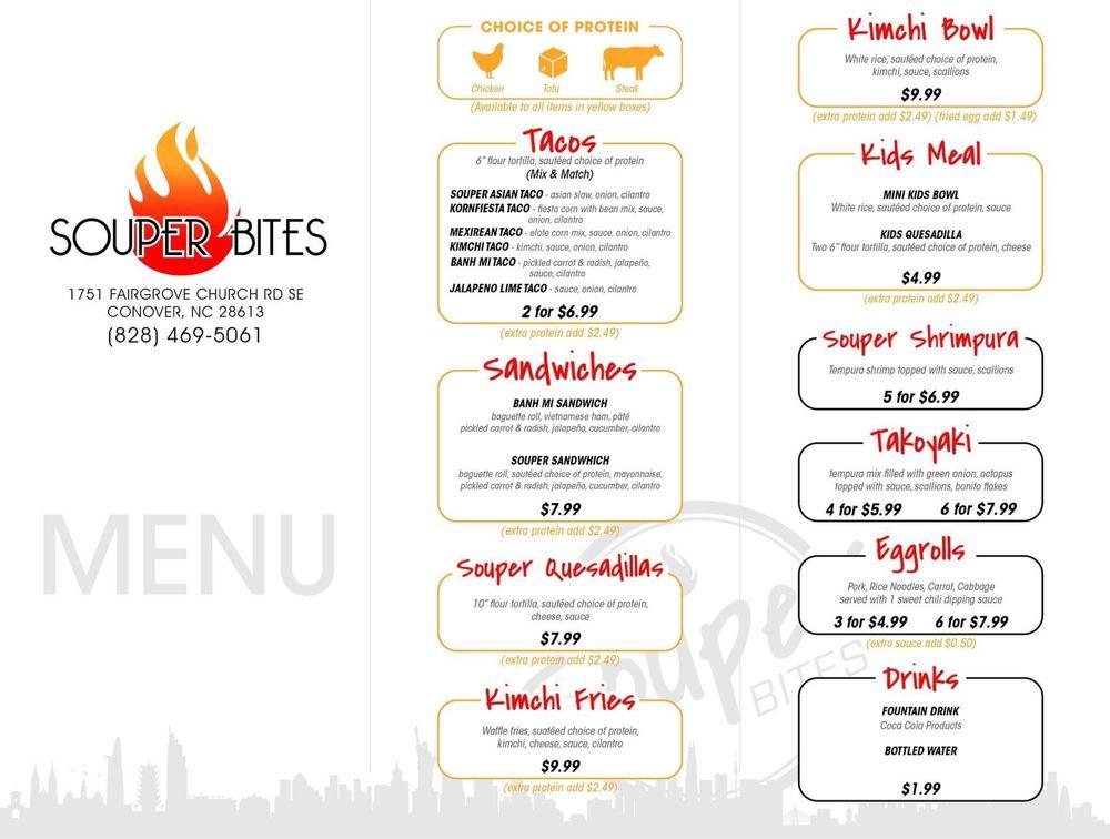 Menu at Souper Bites restaurant, Conover
