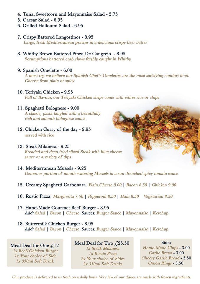 Menu at The Harewood restaurant, Doncaster