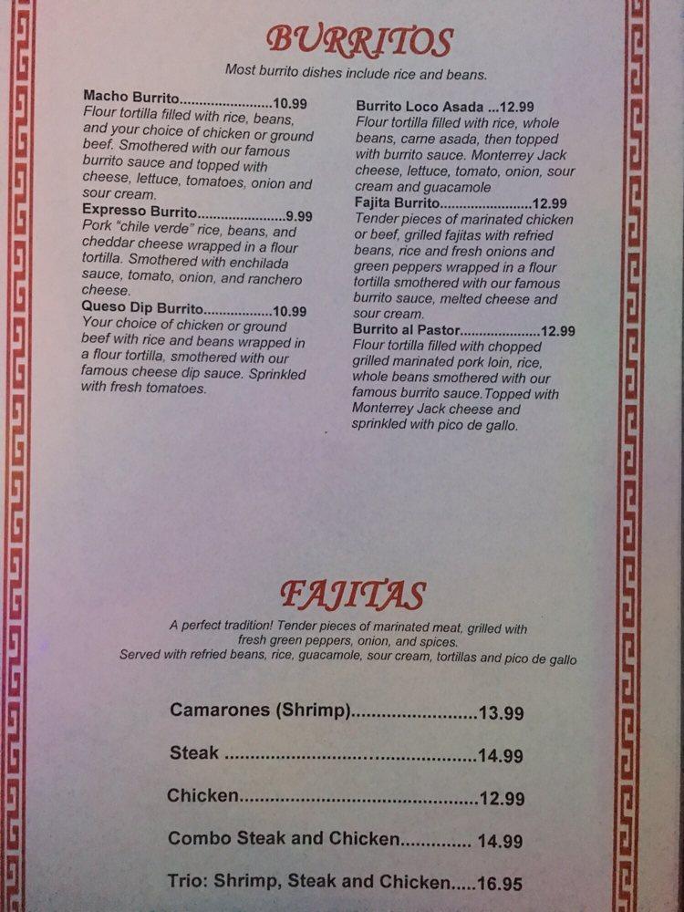 Menu at Casa Azteca Mexican Restaurant, Fort Pierce