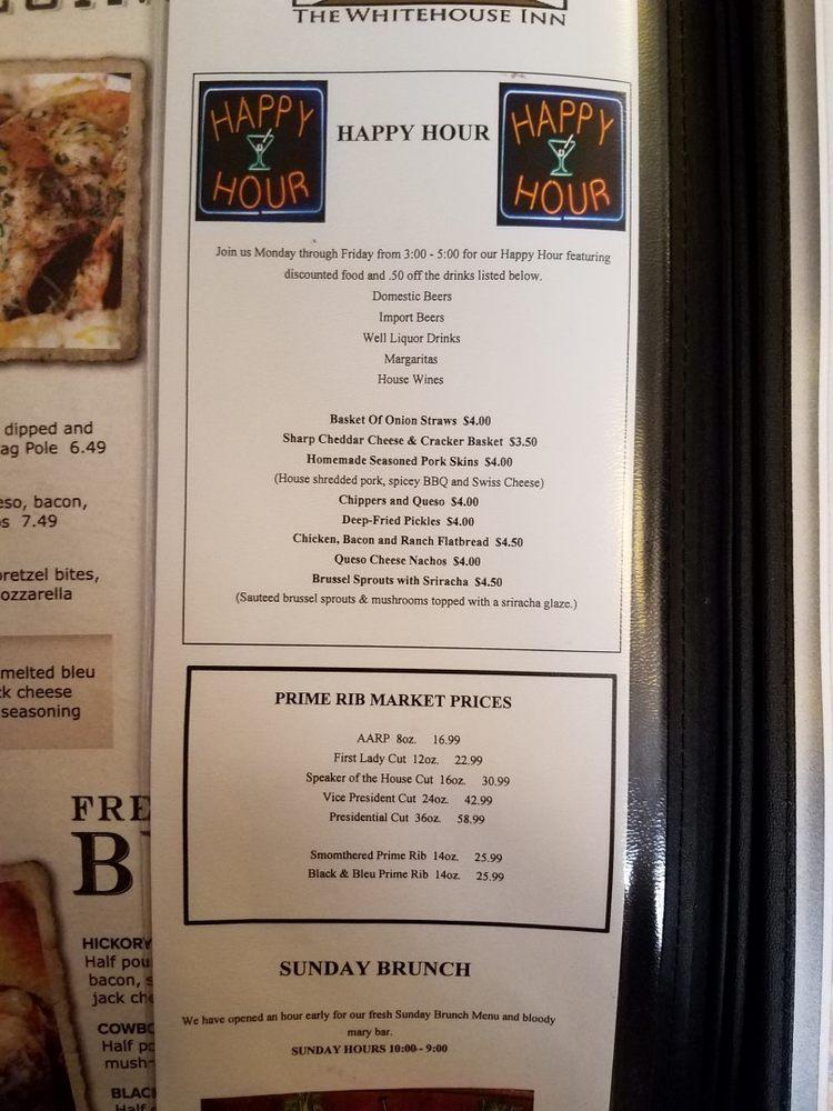 Menu at The Whitehouse Inn steakhouse, Whitehouse