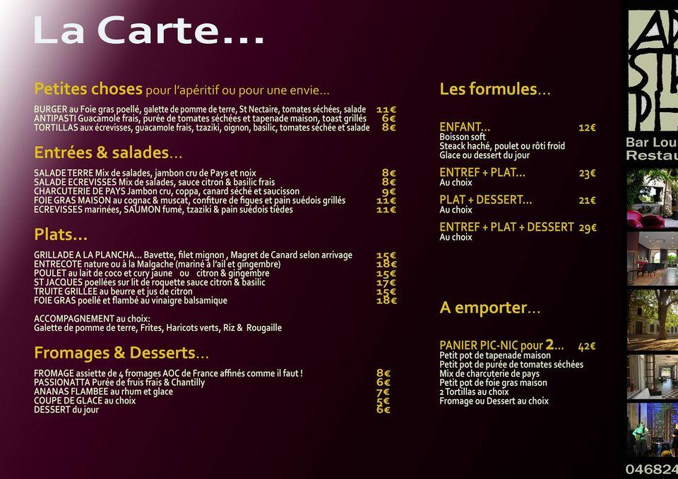 Menu at Apostrophe restaurant, Montolieu