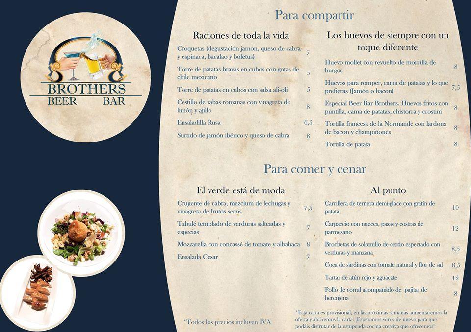 Menu at Beer Bar Brothers, Madrid, C. de la Palma