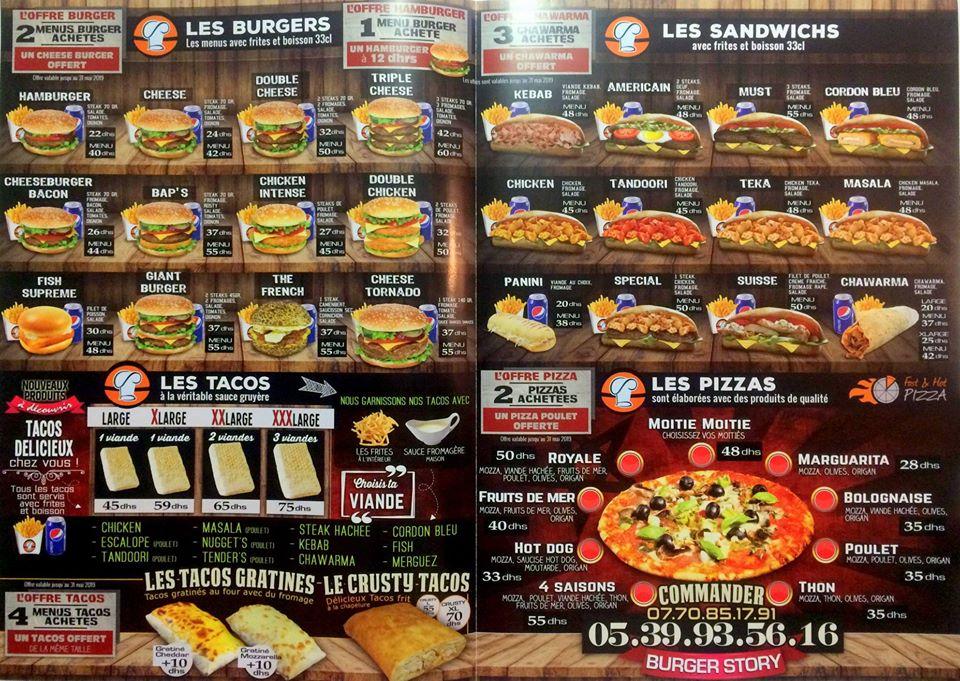 Menu at Burger Story Tanger Officiel restaurant, Tangier