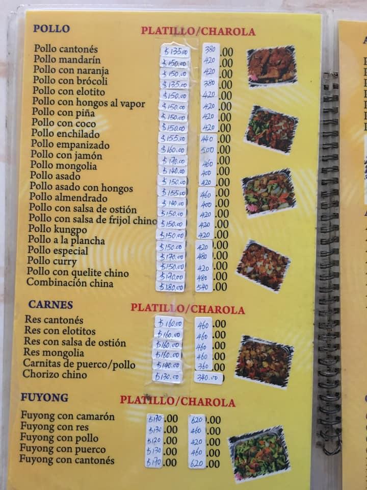 Menu at Comida China Hainan restaurant, Tijuana