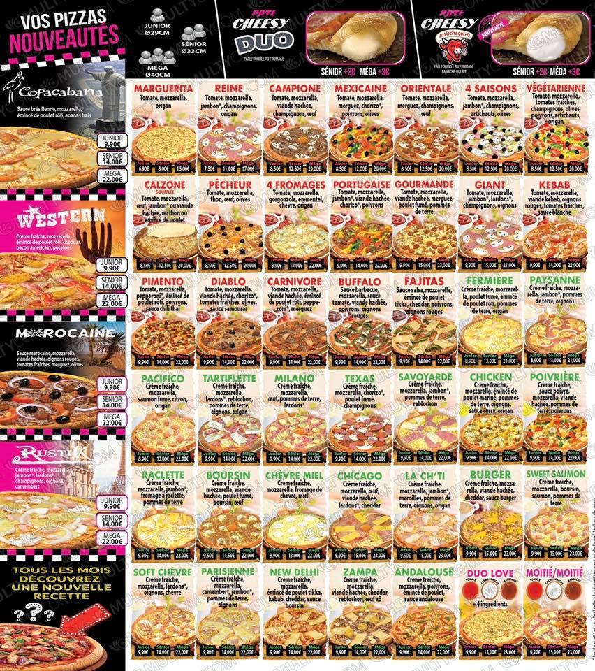 Carta de pizzería Duo Pizza, Sézanne