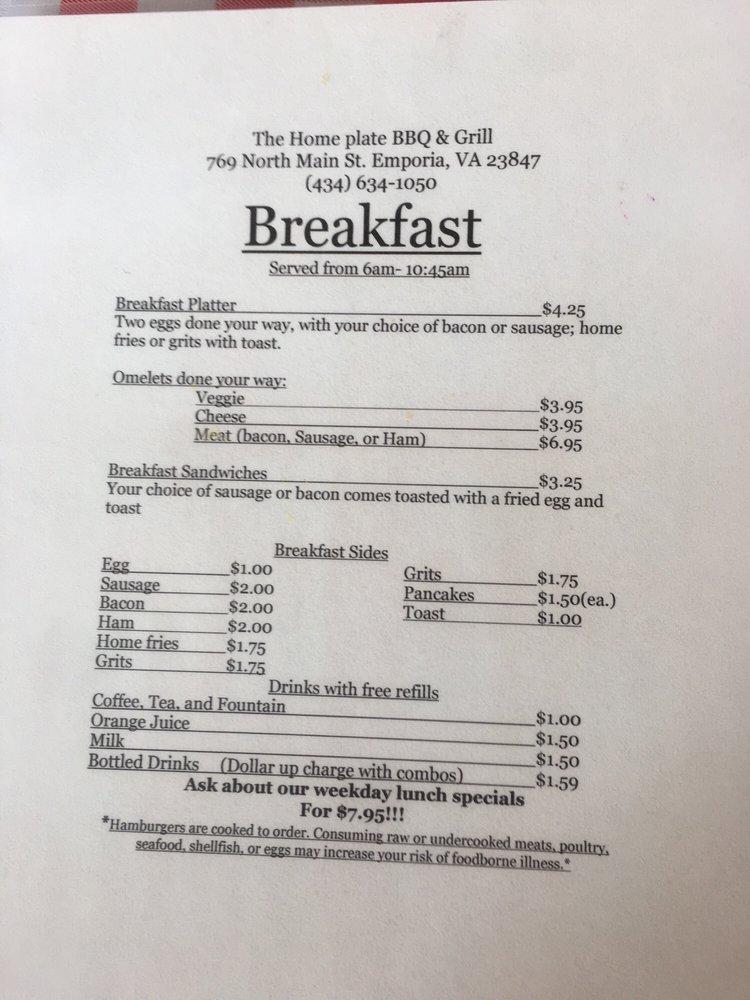 Menu at Homeplate Grill and Cafe, Emporia
