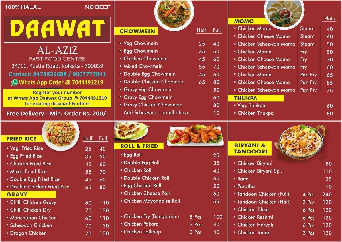 Menu at Daawat Biryani & Fast Food, Kolkata
