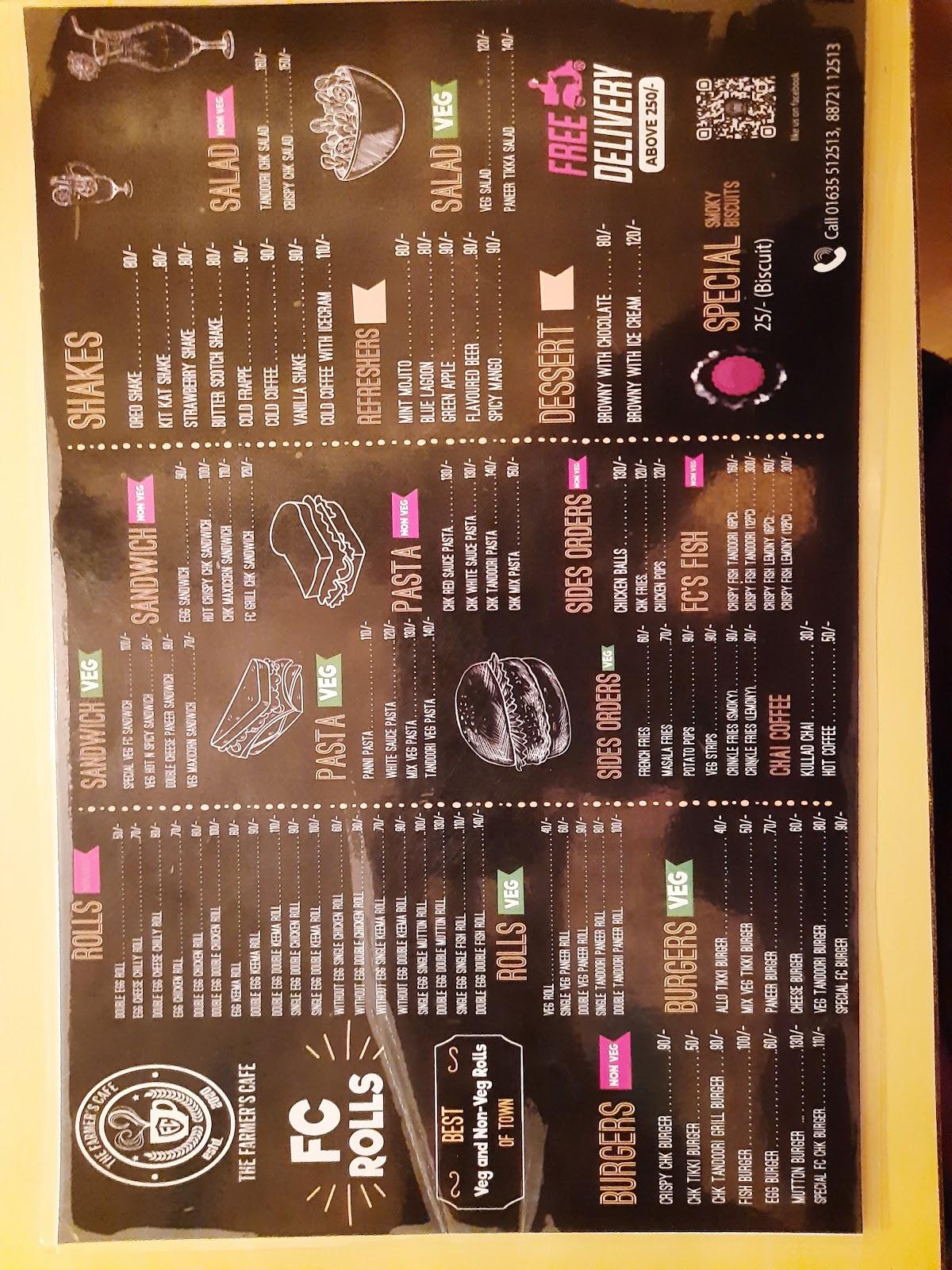 Menu at The Farmer's Cafe, Kot Kapura