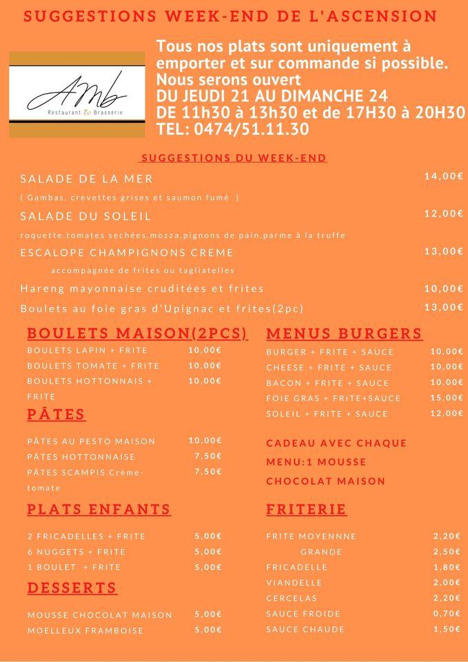 Menu at AM Burger, Hotton