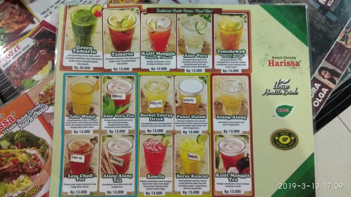Menu at Bebek Harissa restaurant, Kendari
