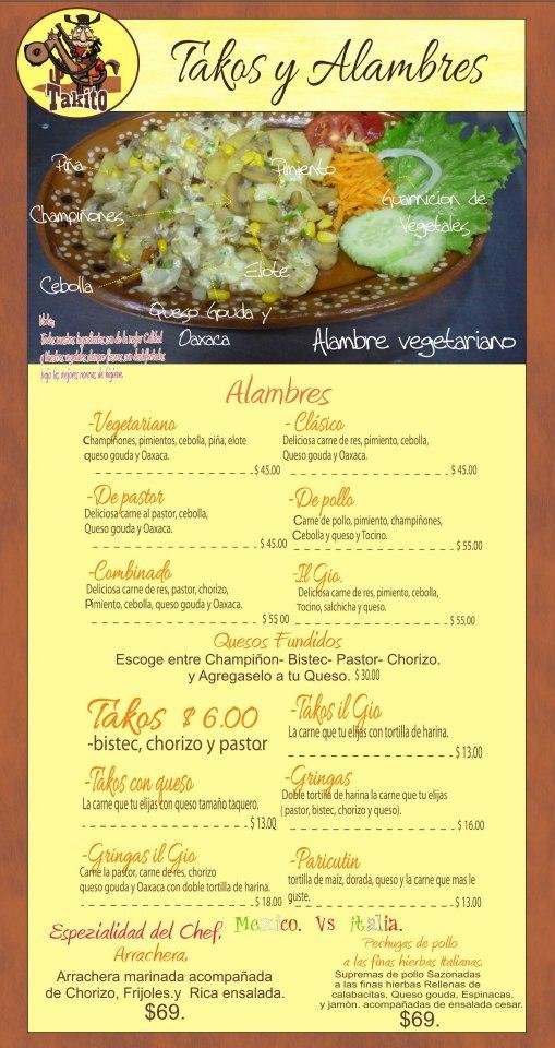 Menu at Il Gio restaurant, Morelia
