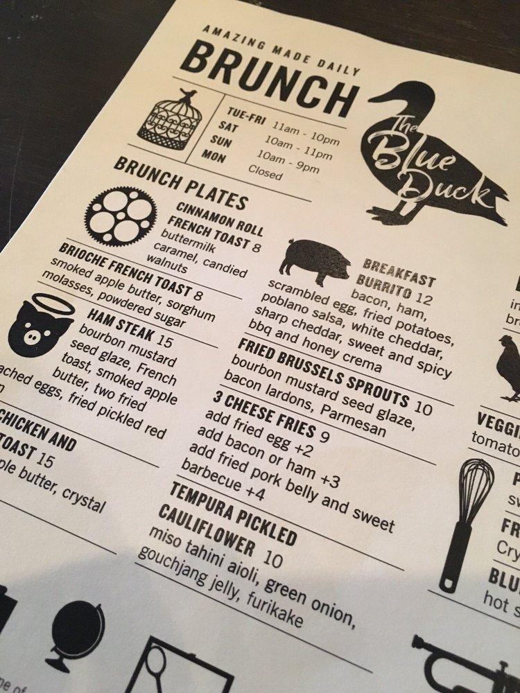 Menu at The Blue Duck restaurant, Maplewood