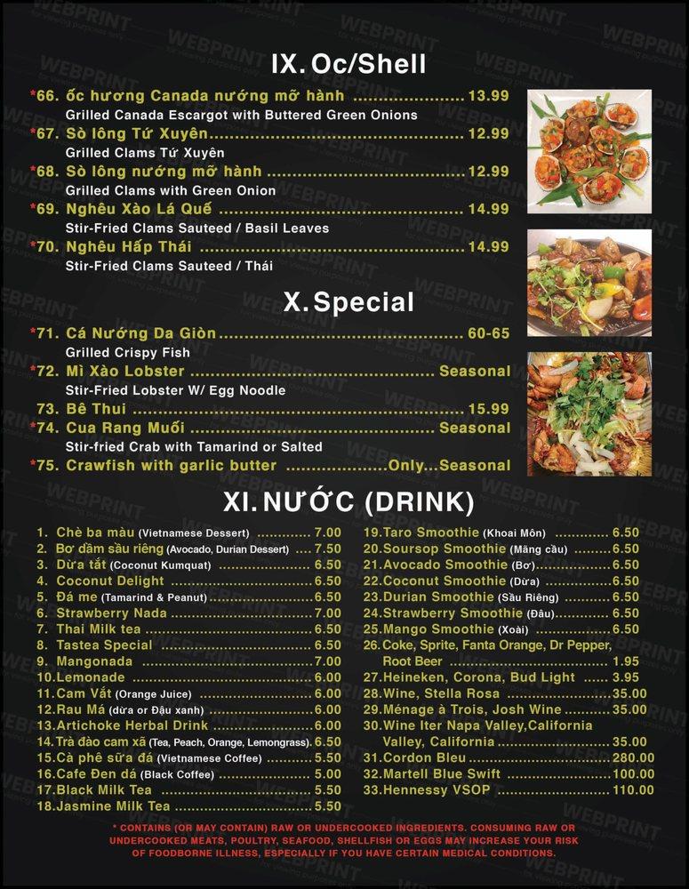 Menu at Đồng Quê Restaurant, Peoria