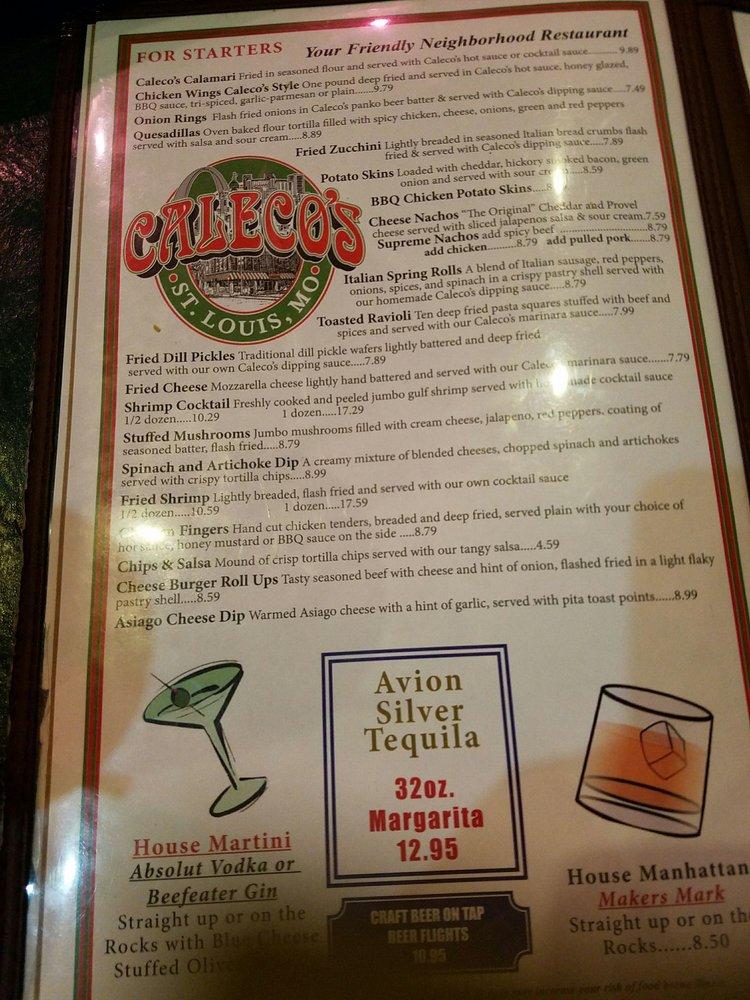 Menu at Caleco's Bar & Grill, St. Louis, 101 N Broadway
