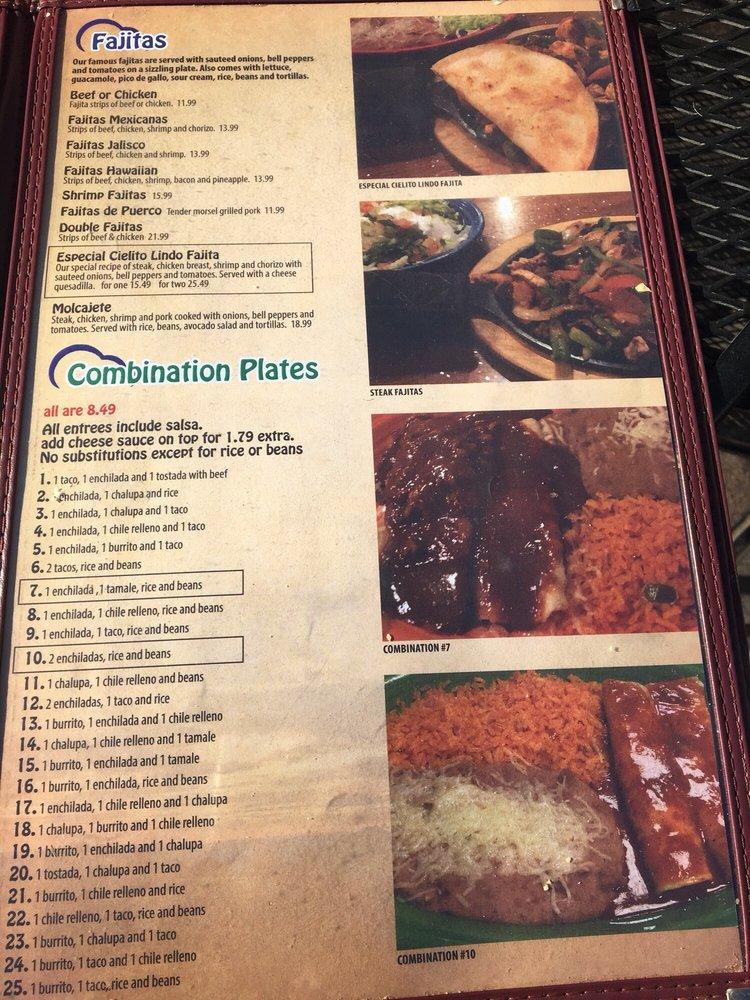Menu at Cielito Lindo restaurant, Lawrence
