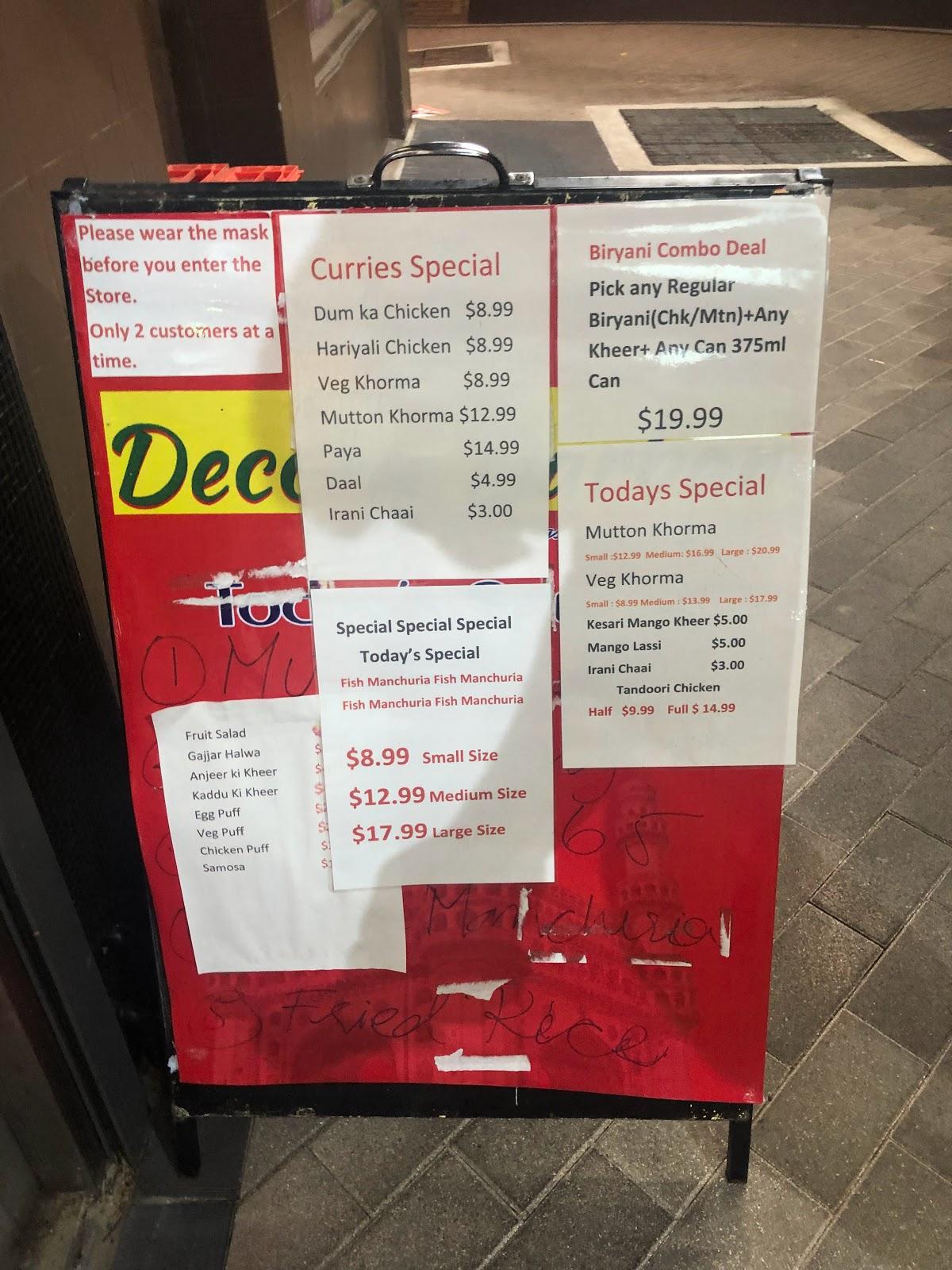 Menu at DECCAN DARBAR, Homebush