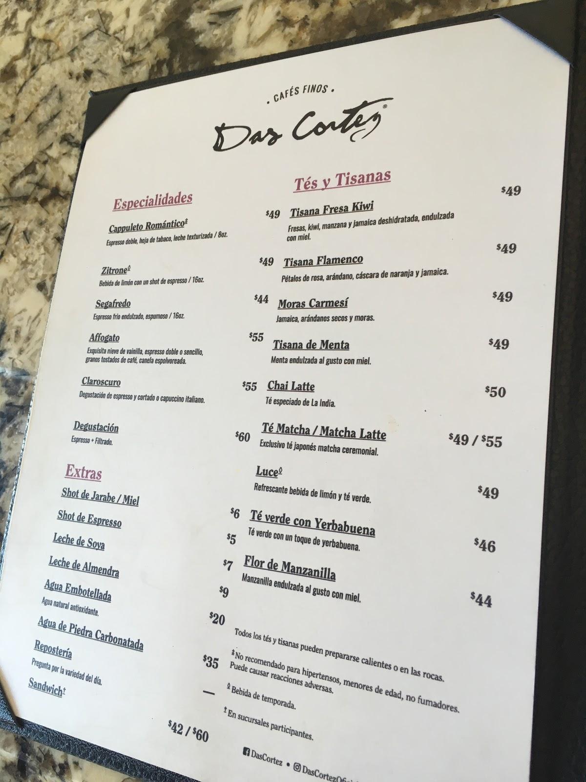 Menu at Das Cortez Brik 10 cafeteria, Tijuana, 1