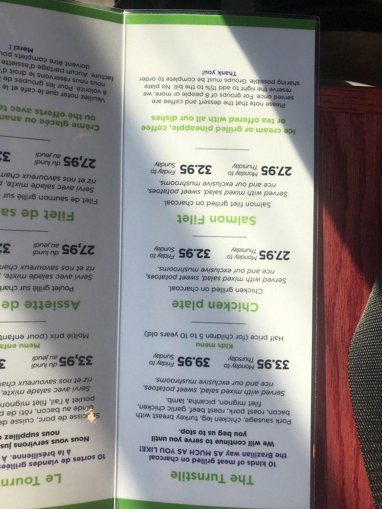 Menu au Le Milsa restaurant, Brossard, Taschereau Blvd