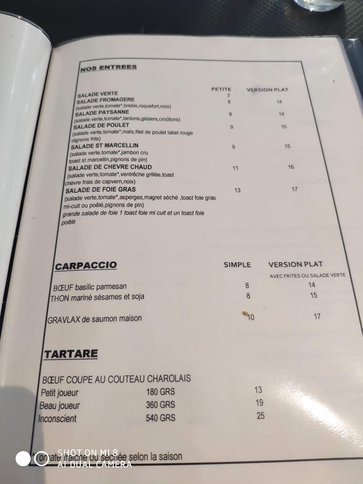 Menu au le trident restaurant, Lannemezan
