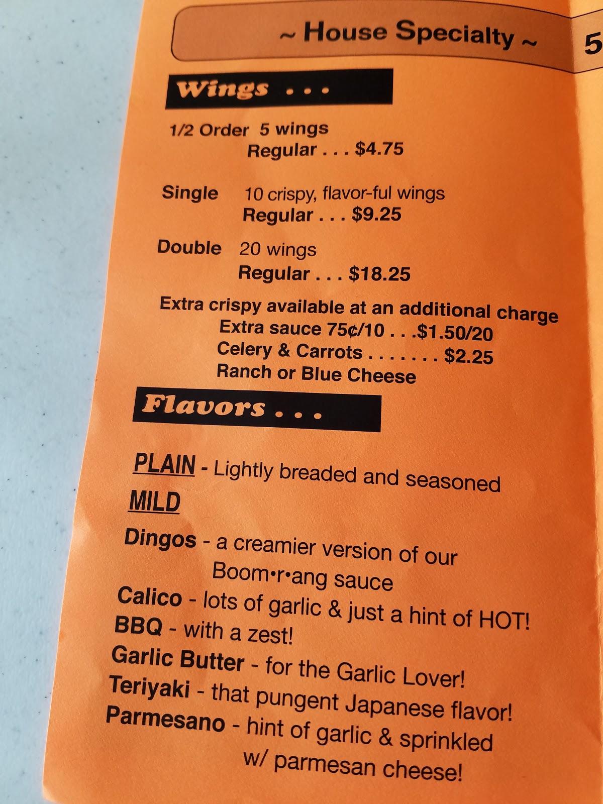 Menu at Little Wing Cafe, Warren, Mahoning Ave NW #3
