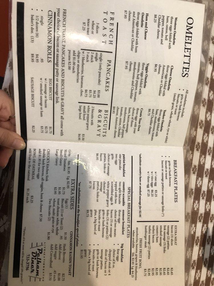 Menu at Pelham Diner restaurant, Pelham