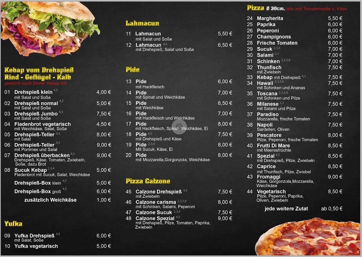 Speisekarte von Carisma-Imbiss pub & Bar, Aalen