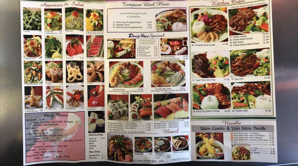 Menu at Dong Hae Sushi restaurant, Lompoc