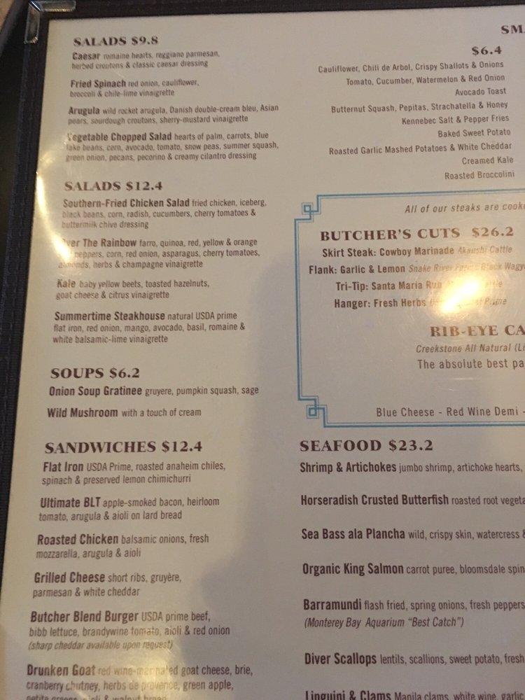 Menu at Echo & Rig Butcher and Steakhouse, Las Vegas