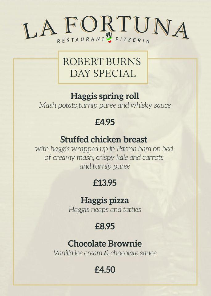Menu at La Fortuna Restaurant and Pizzeria, Annan