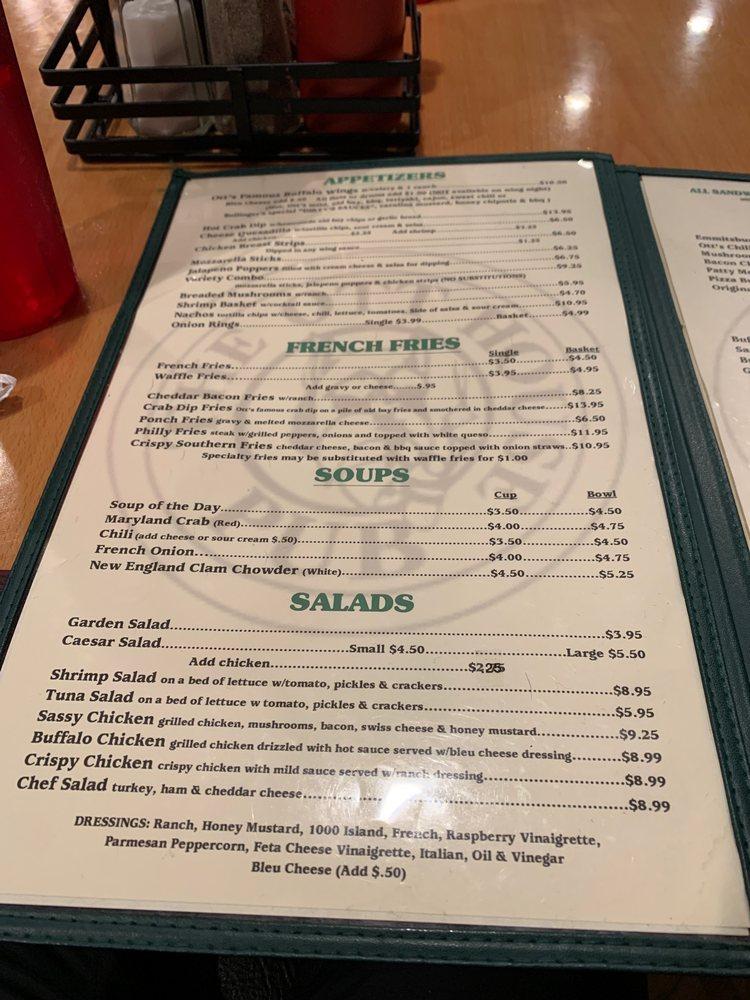 Menu at Ott House pub & bar, Emmitsburg