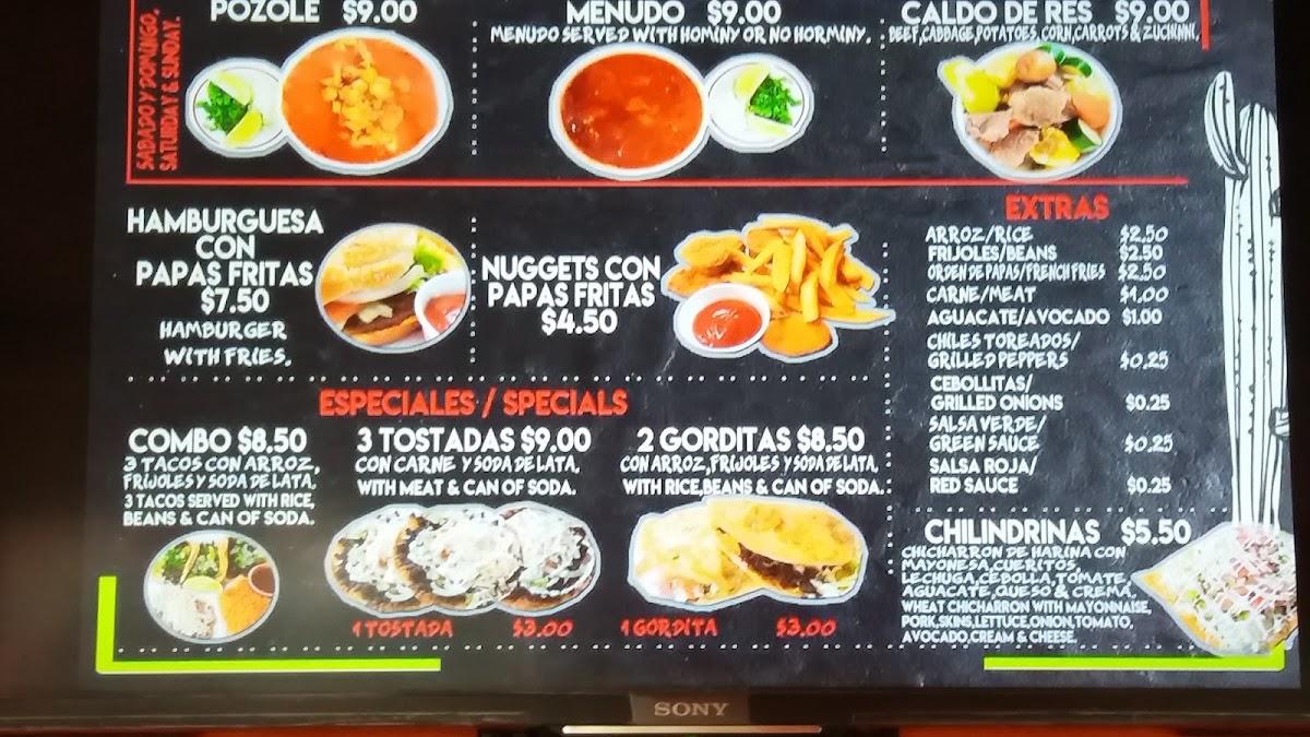 Menu at Alondra's Tacos restaurant, Wichita