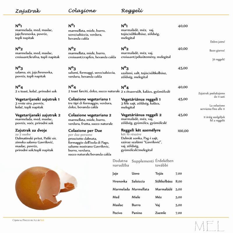 Menu at Beach Bar DEL MAR, Rab, Croatia - Rab - Kampor