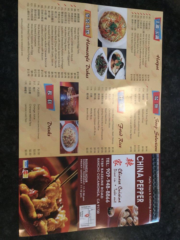 Menu at China pepper restaurant, Rancho Cucamonga
