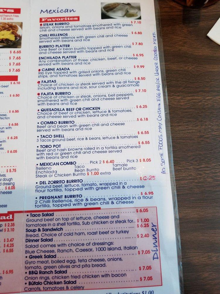 Menu at Louis' Diner restaurant, Littleton