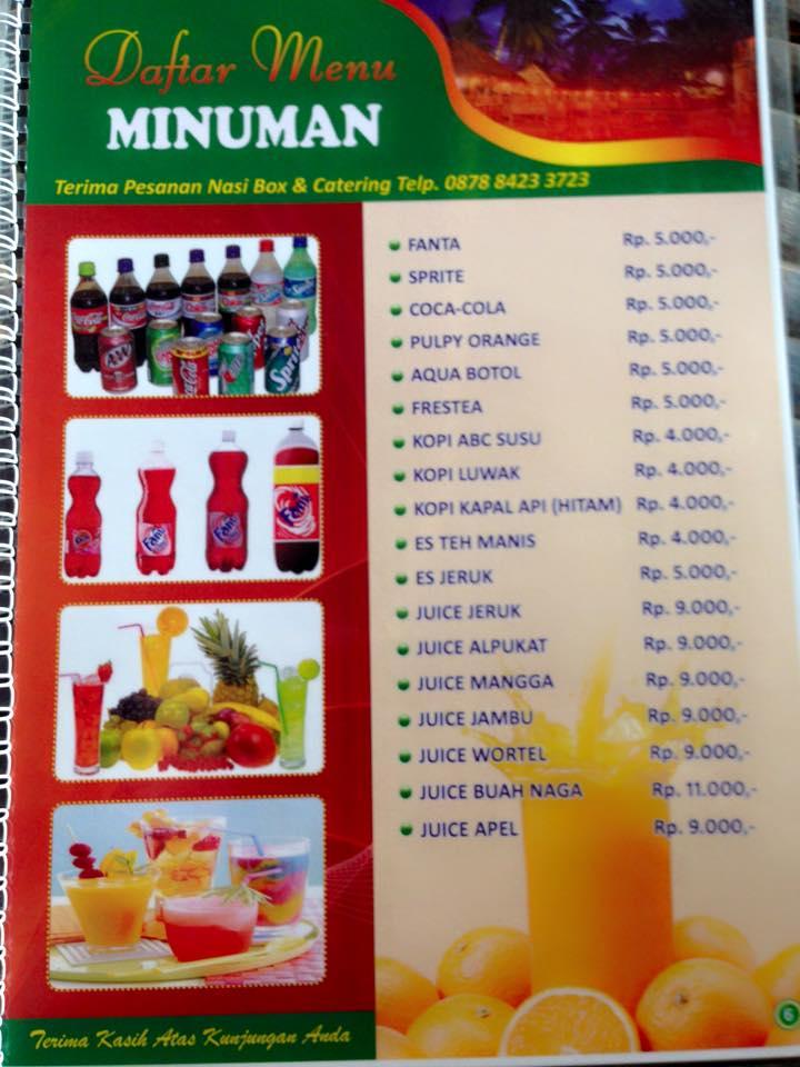Menu at Rumah Makan Kayangan restaurant, Jakarta