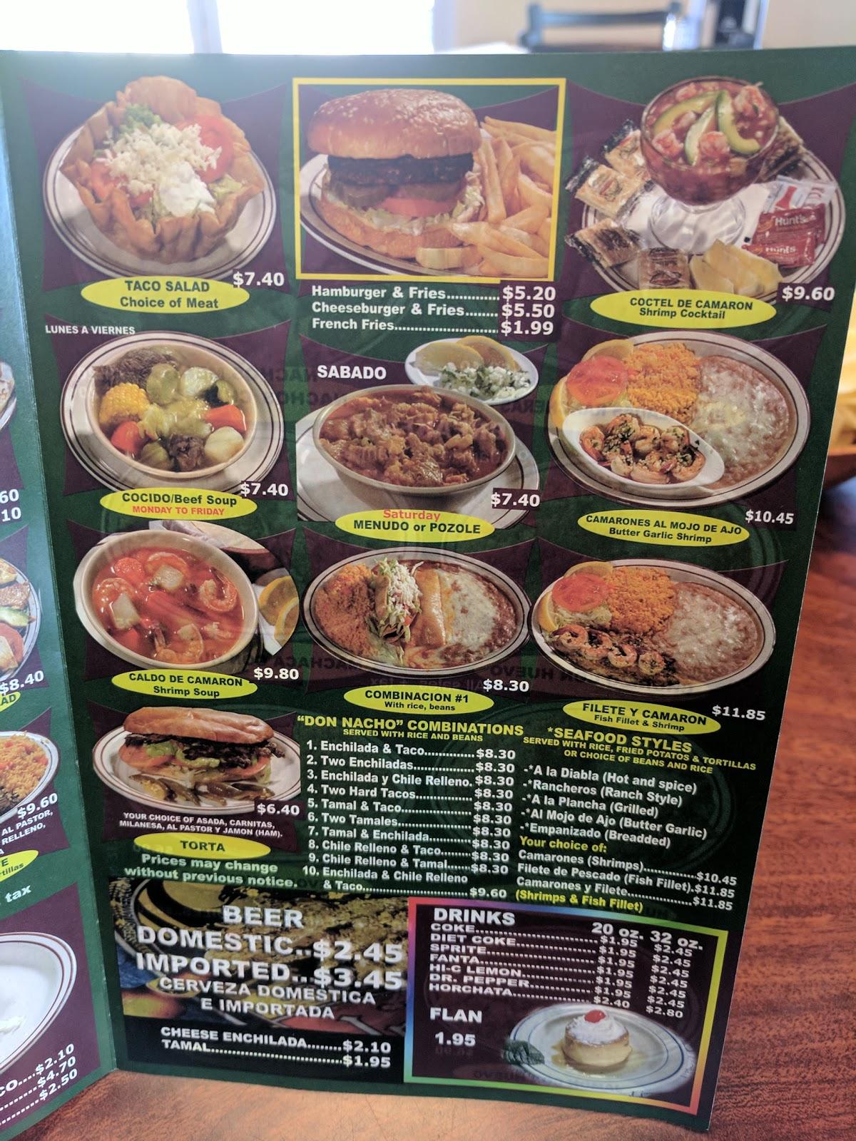 Carta del restaurante Tacos Don Nacho, Oklahoma City