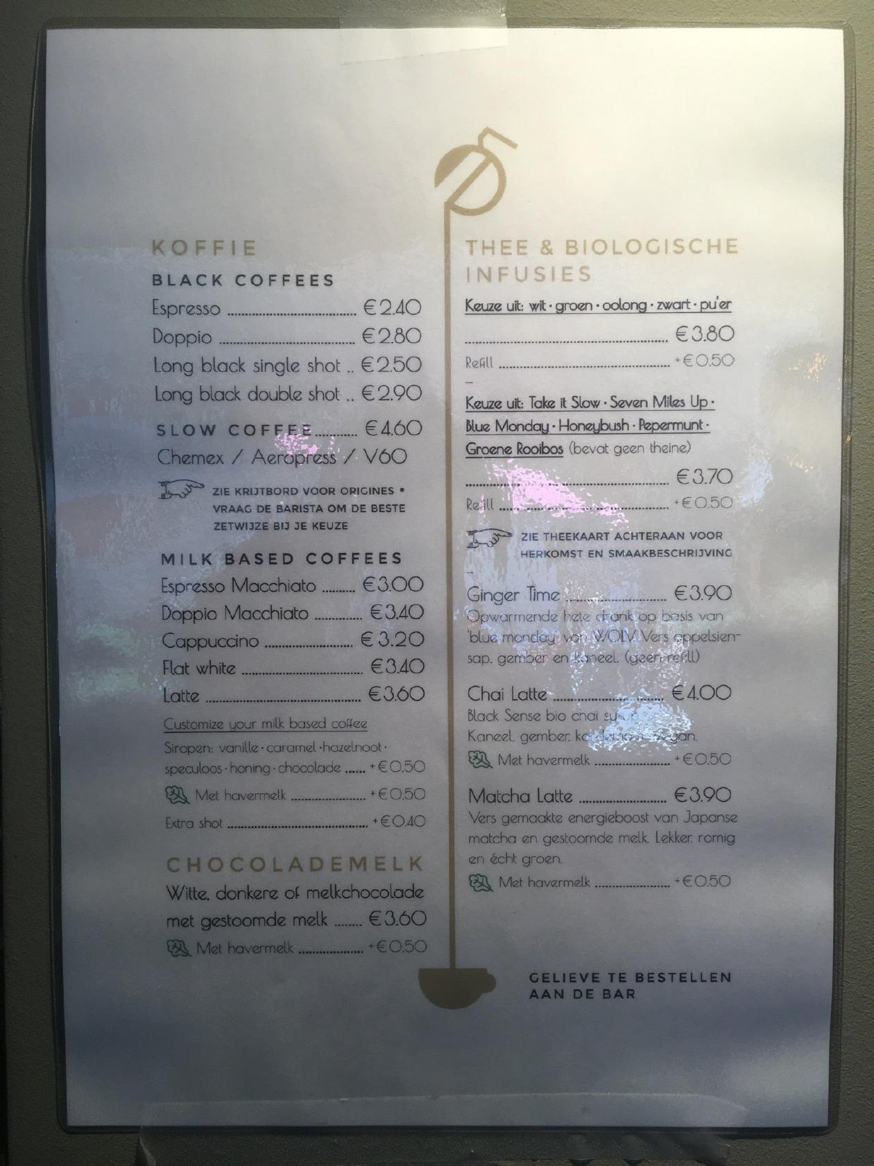 Speisekarte von Take Five Espresso, Gent