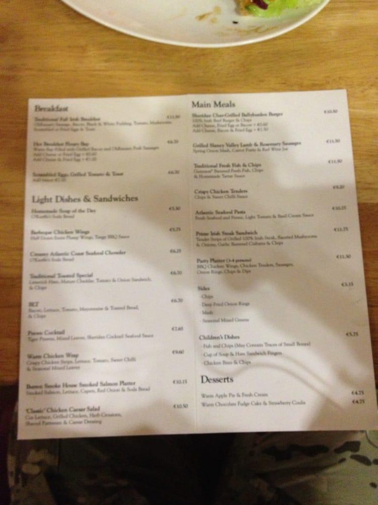 Menu at The Sheridan Bar, Shannon