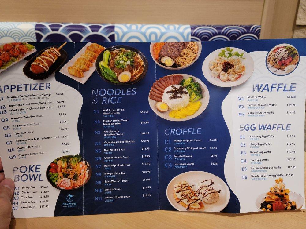 Menu at Blue Whale desserts, East Rutherford