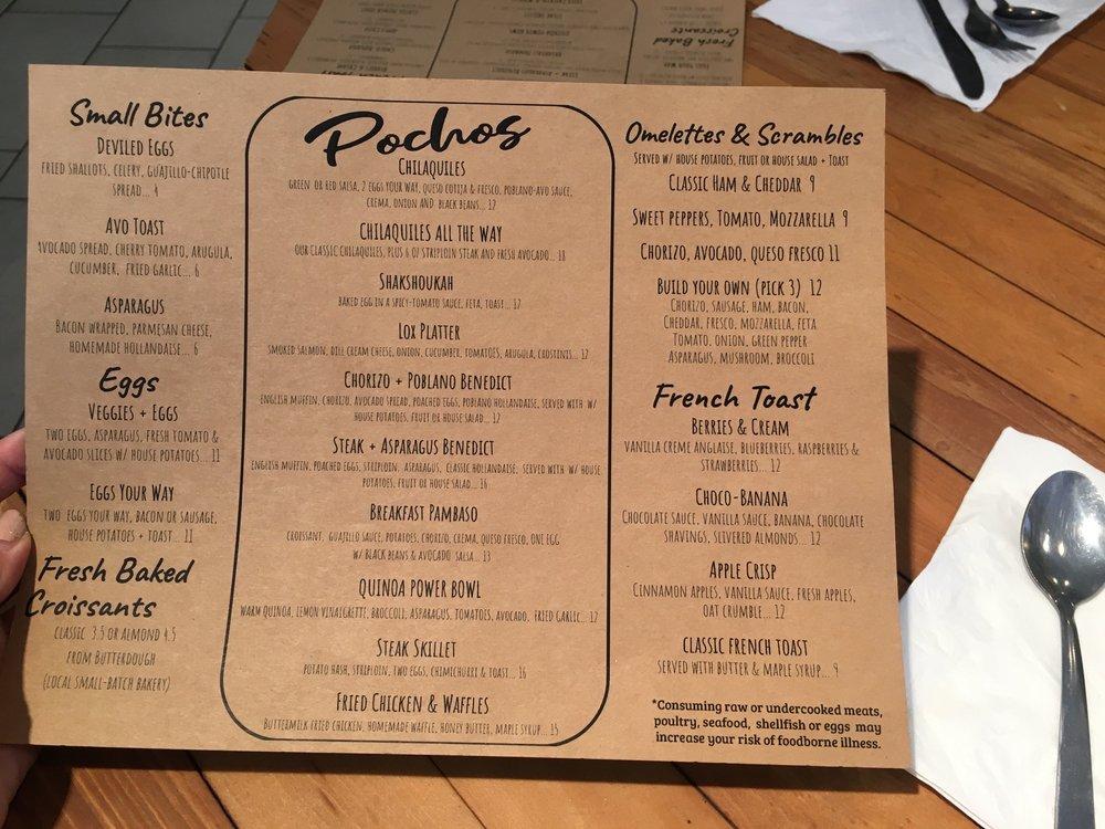 Menu at pochos restaurant, Chicago, W 35th St