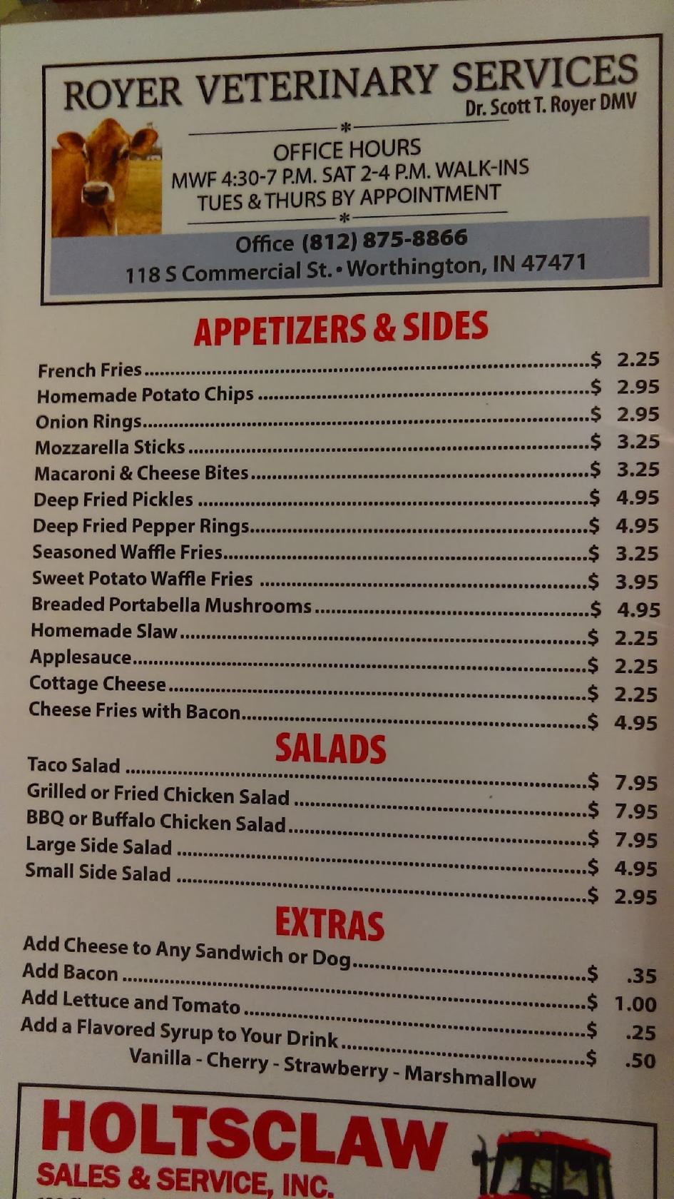 Menu at Route 67 Ice Cream & Diner restaurant, Worthington