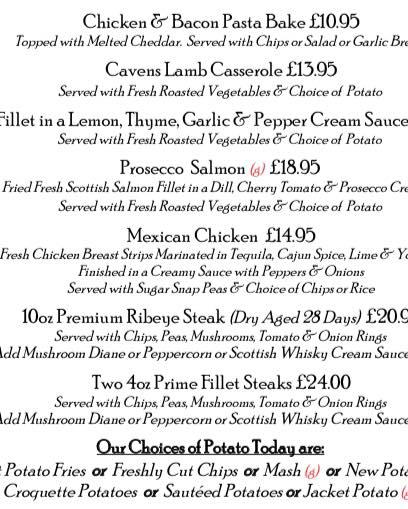 Menu at Cavens Arms pub & bar, Dumfries