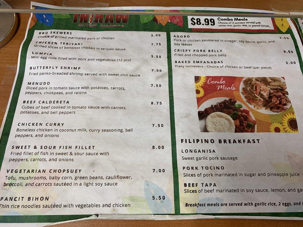Menu at Inihaw Filipino Barbecue, Bethlehem