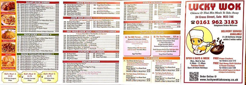 Menu at Lucky Wok fast food, Sale, 24 Cross St