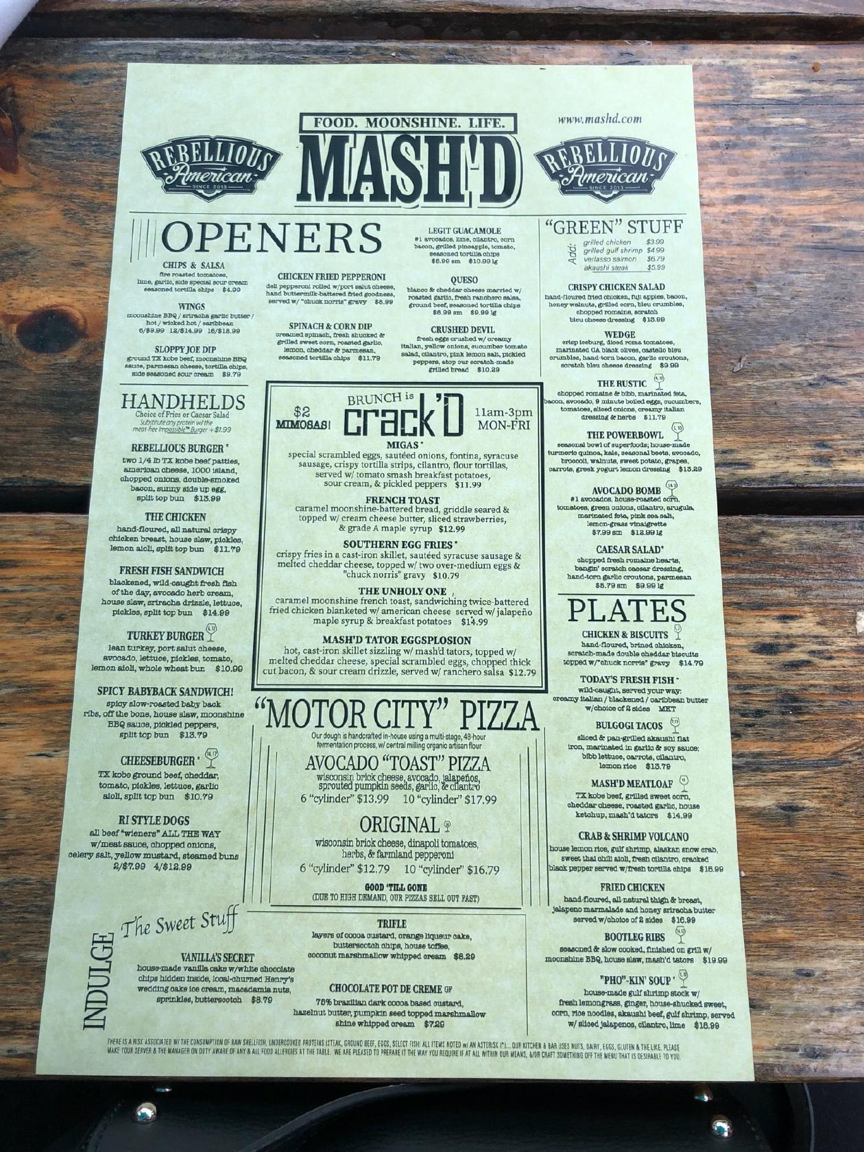 Menu at MashD The Rim pub & bar, San Antonio